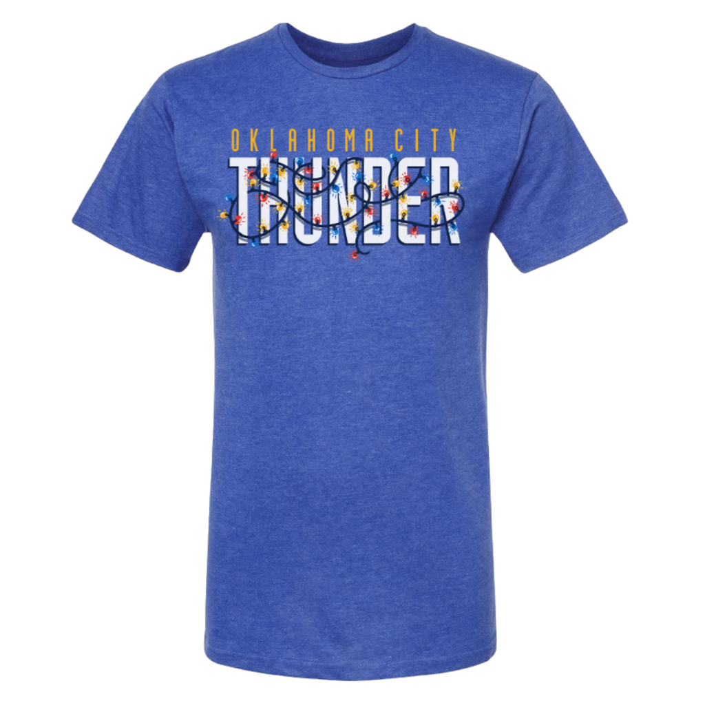 OKC Thunder December T-Shirt Of The Month Holiday Lights Heathered Blu ...